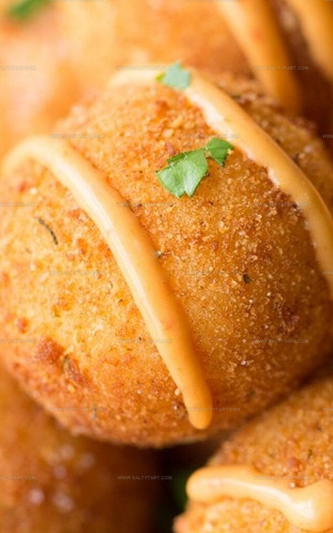 Irresistible Cheesy Yuca Balls with Chipotle Mayo Recipe - Salty Tart